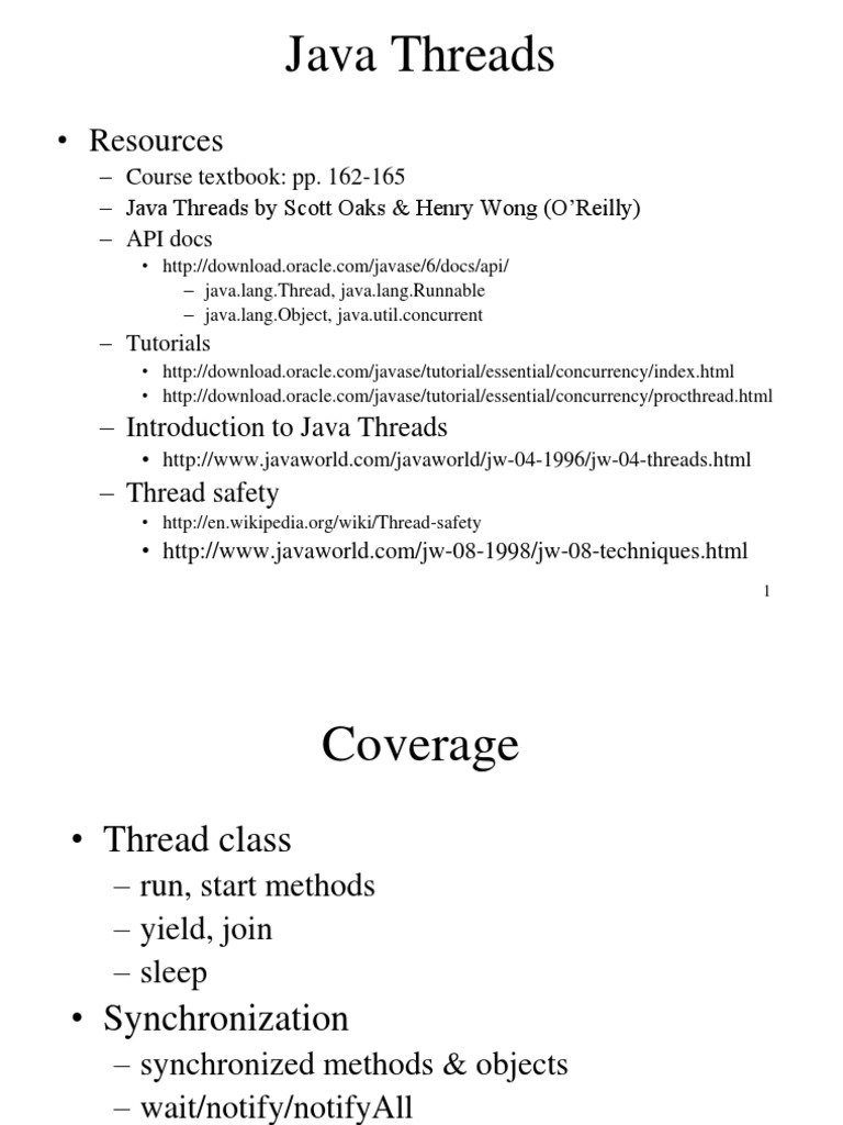 Java Threads Resources Pdf Concurrency Computer Science Concurrent Computing