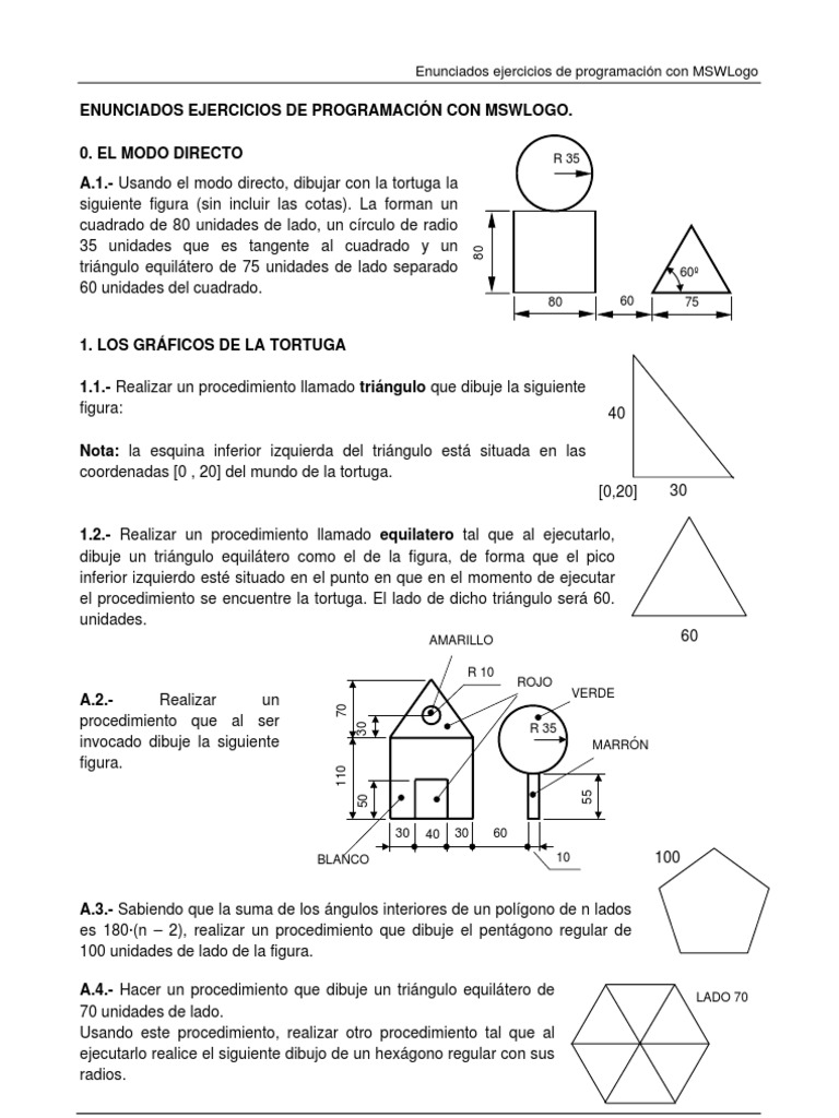 Ejercicios de programación con MSWLogo | PDF | Triángulo | Ecuaciones