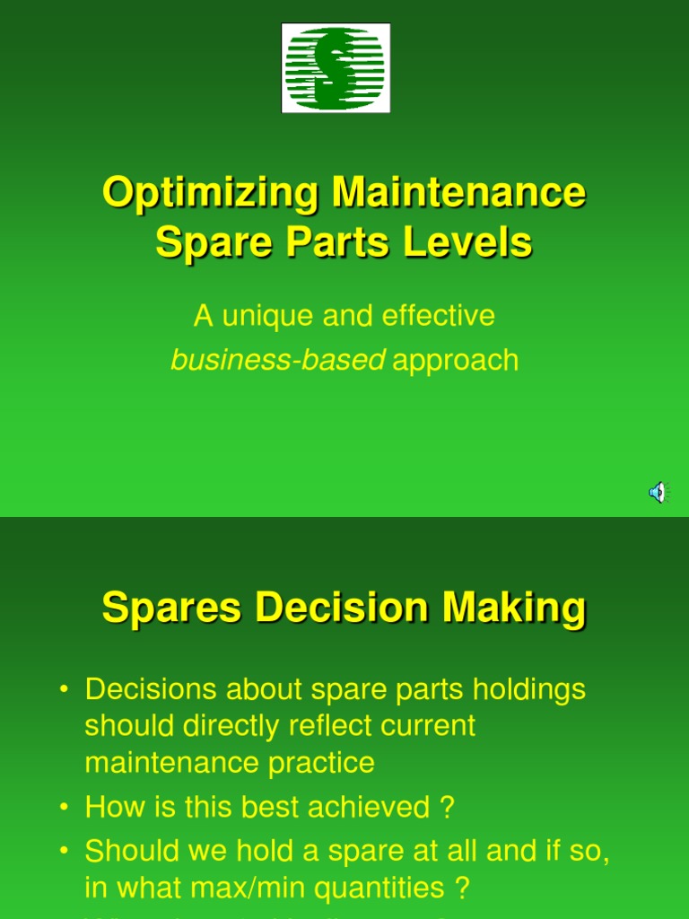 Optimizing Maintenance Spare Parts Levels: A Unique and Effective | PDF ...