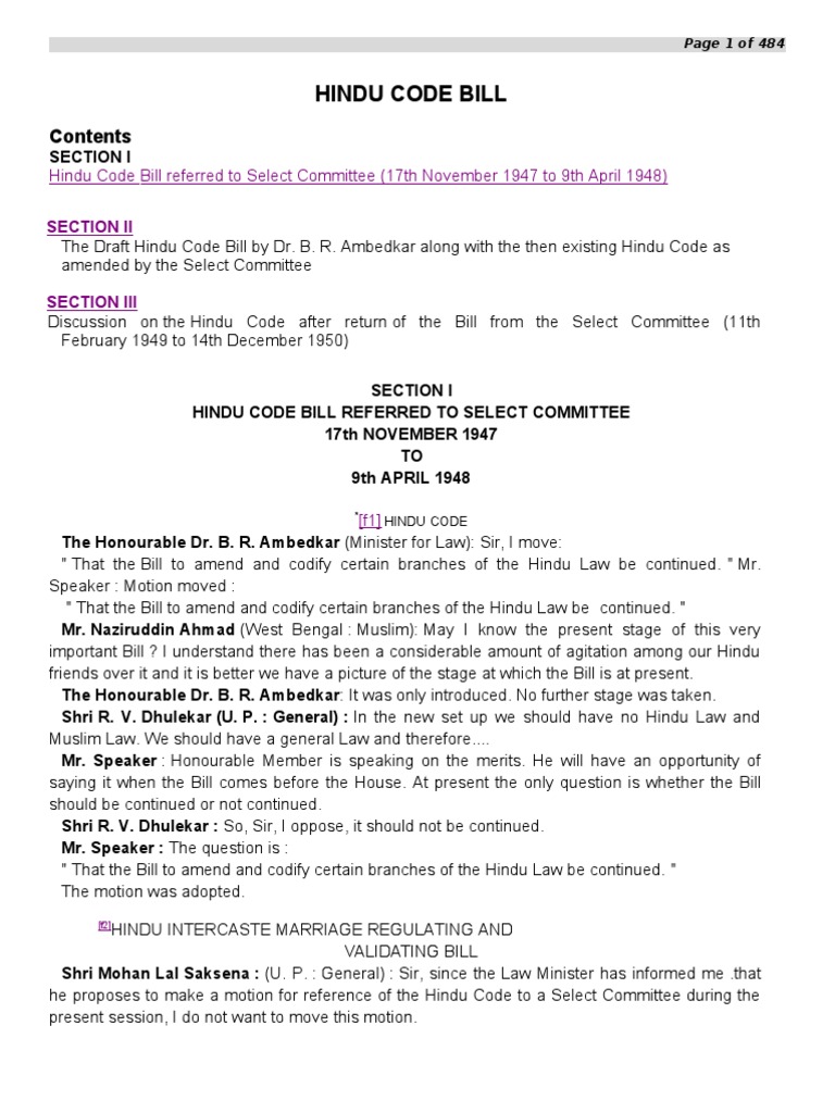 Hindu Code Bill | Inheritance | Marriage