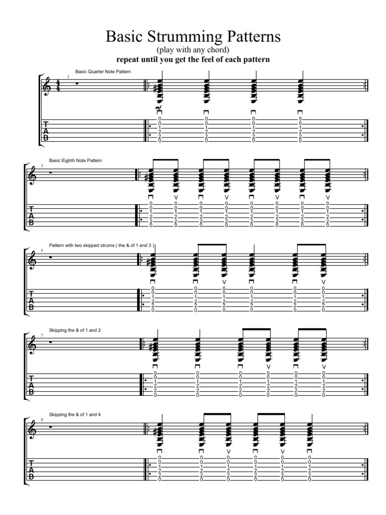 Basic Strumming Patterns For Guitar | PDF | Home & Garden