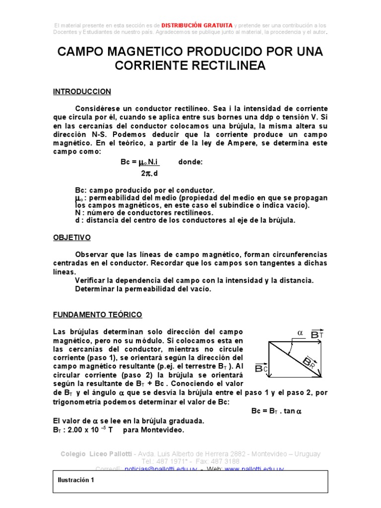 6.4 Conductor Rectilineo | PDF | Campo magnético | Brújula