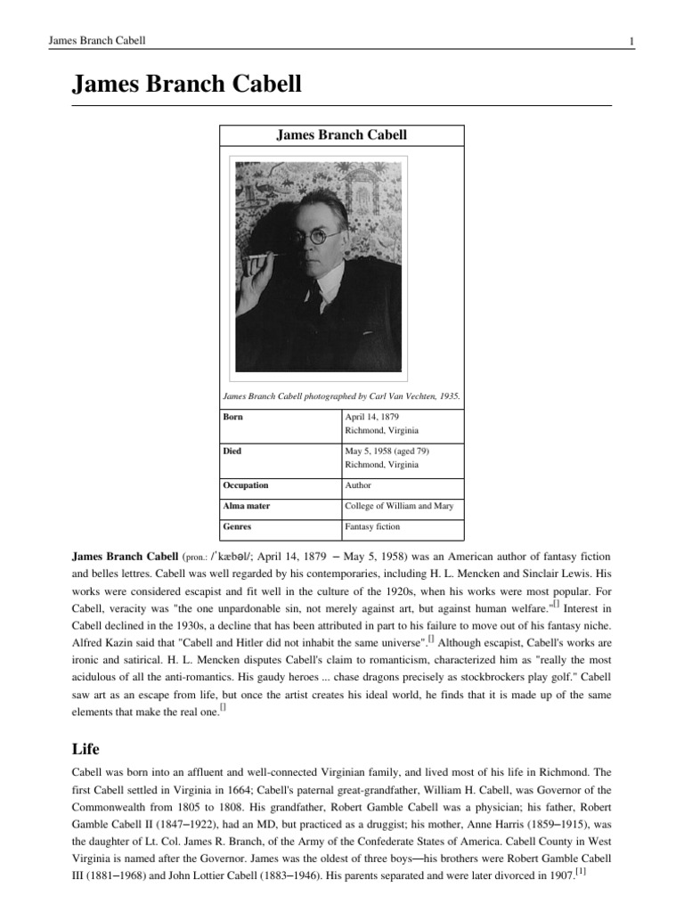 James Branch Cabell's Legacy | PDF