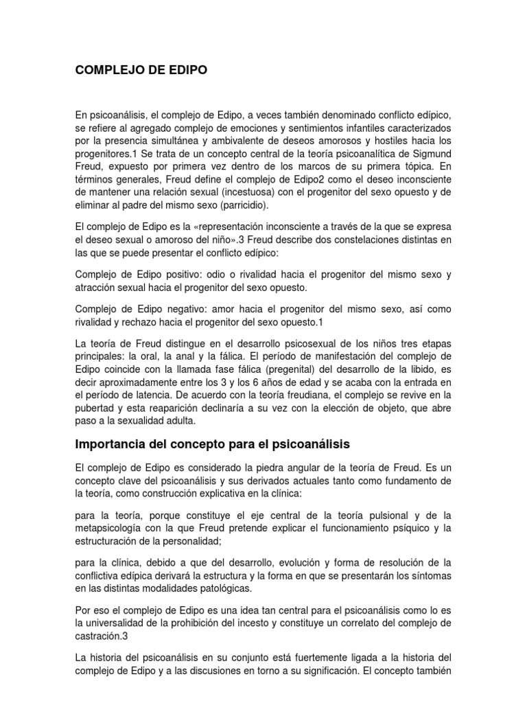 Complejo Edipo | PDF | Complejo de Edipo | Psicoanálisis