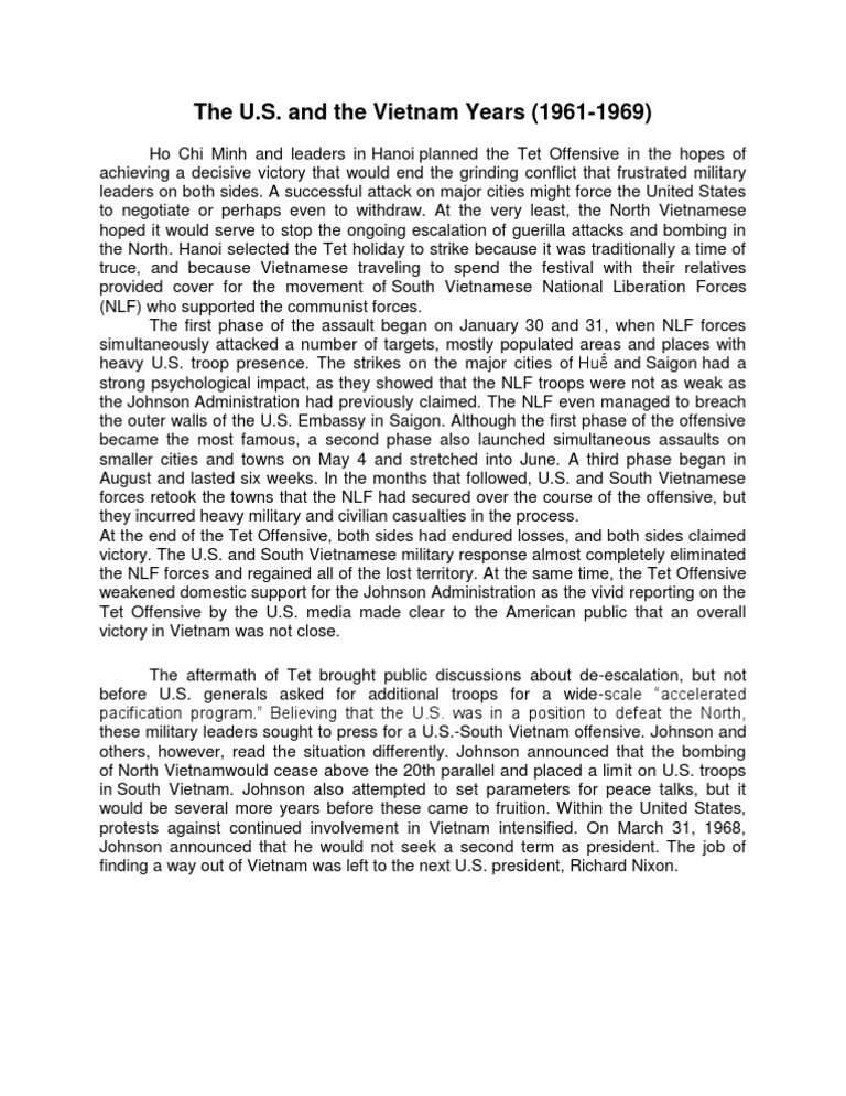 The US and Vietnam Years | PDF | Viet Cong | Vietnam War
