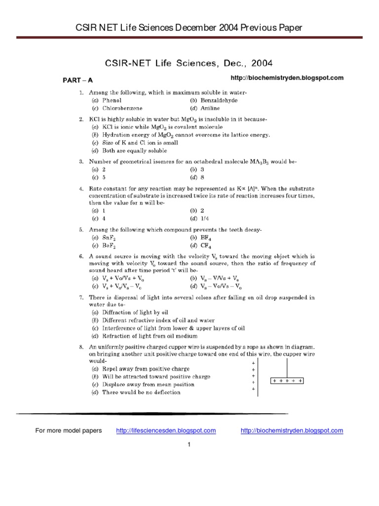 CSIR NET Life Science Dec 2004 Paper | PDF