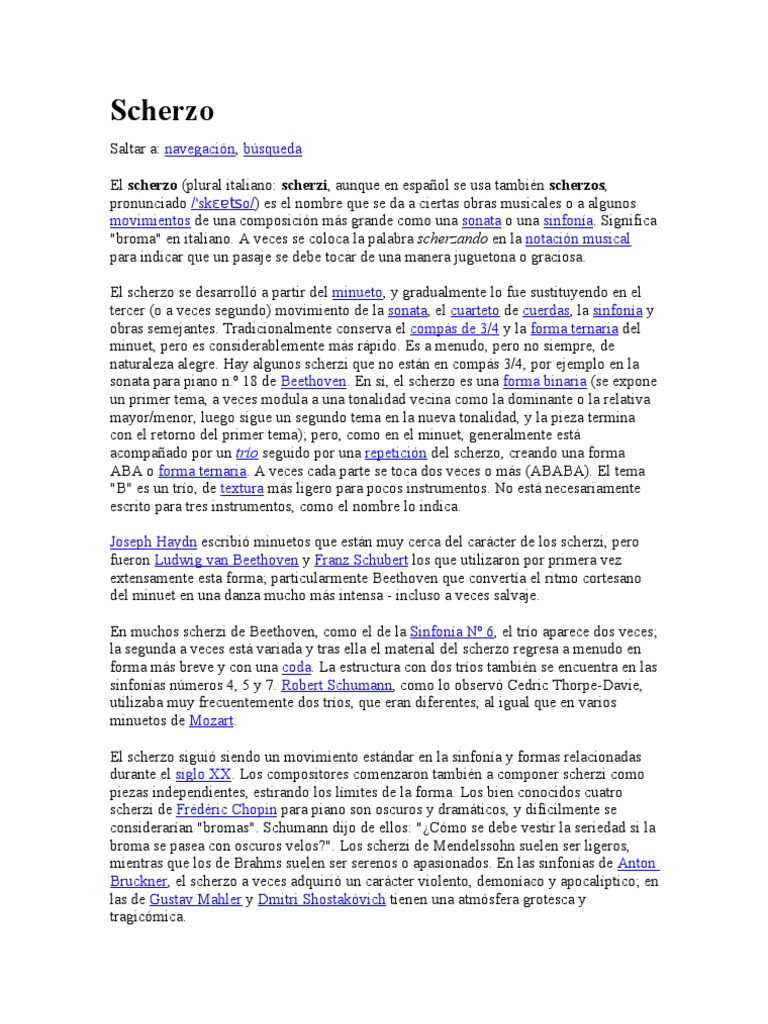 Significado y características del scherzo | PDF | Tradiciones de música ...