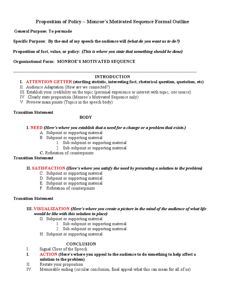 Monroe's Motivated Sequence | PDF | Cognition | Psychological Concepts Monroe's Motivated Sequence | PDF | Cognition | Psychological Concepts