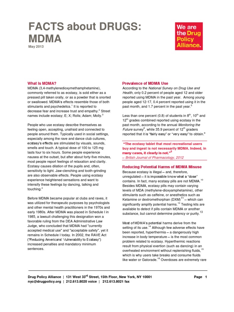 Dpa Fact Sheet Mdma | Mdma | Posttraumatic Stress Disorder
