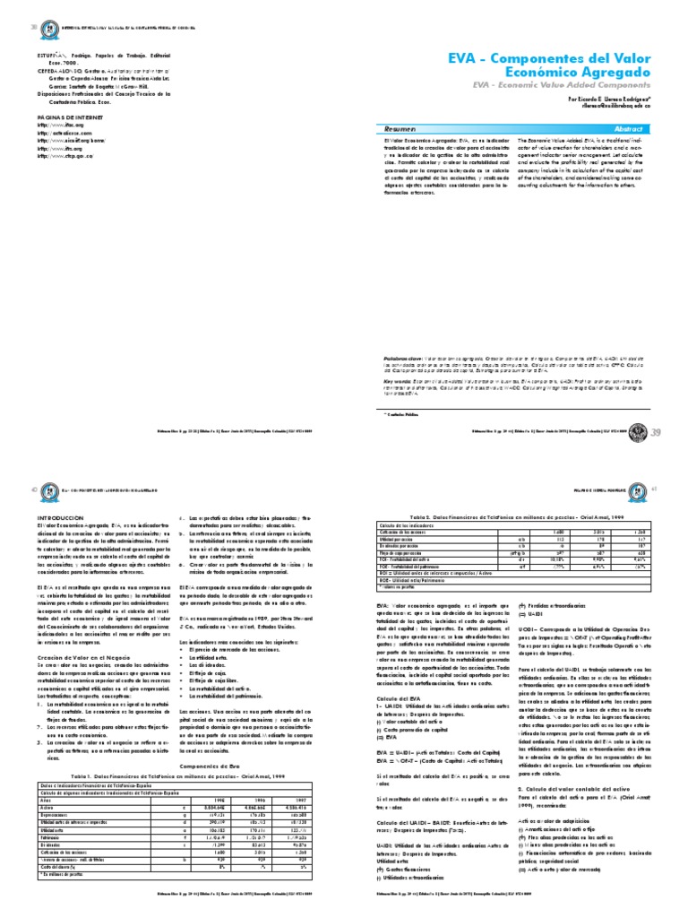 Eva | PDF | Compartir (Finanzas) | Costo