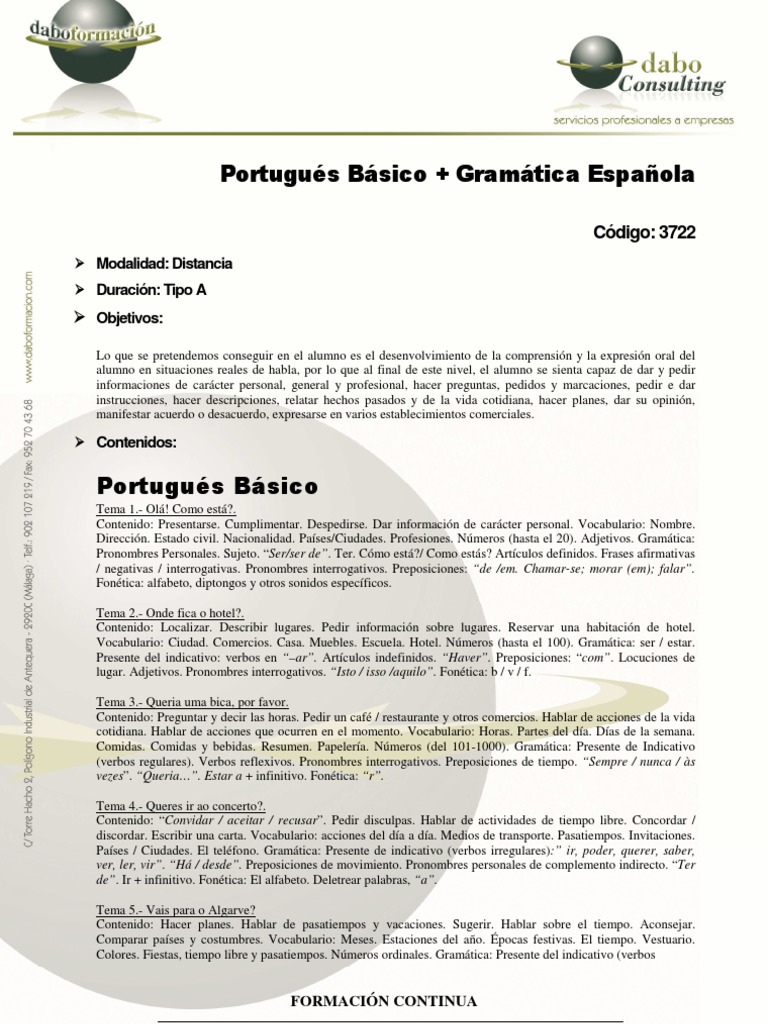 Portugues Basico + Gramatica Portuguesa Espanola | PDF | Verbo | Adjetivo