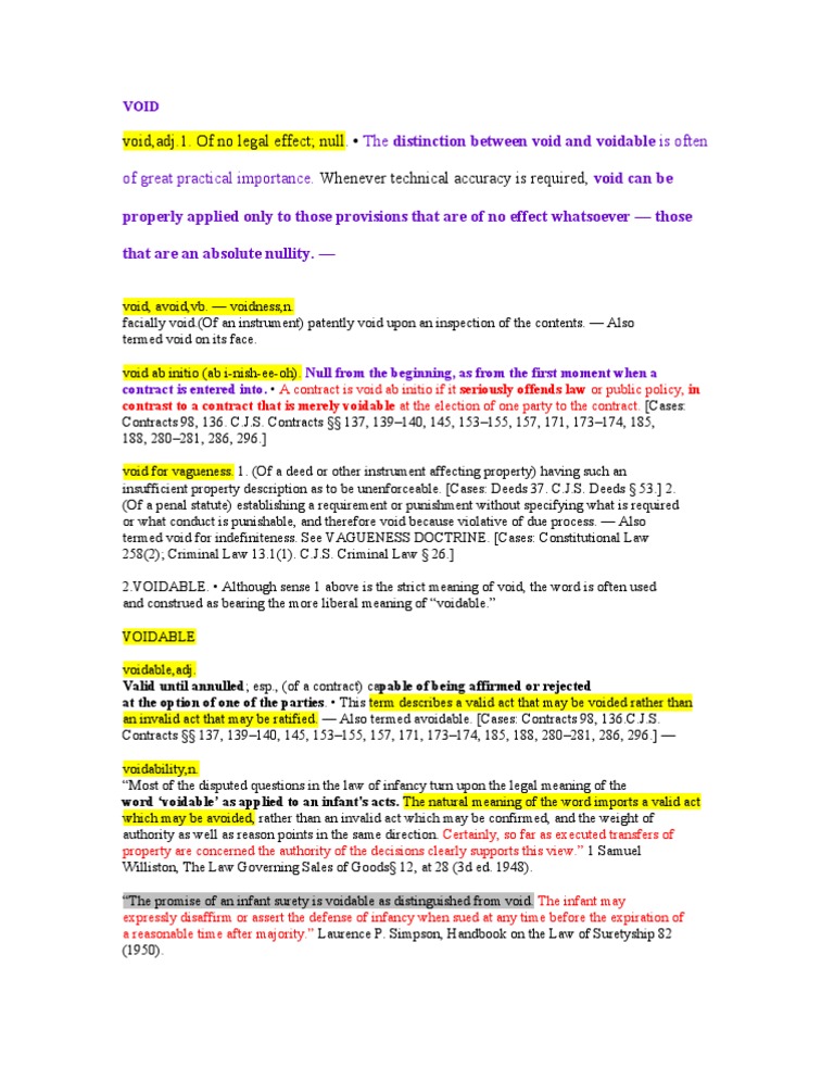 Void, Voidable, Voidability | Void (Law) | Vagueness Doctrine