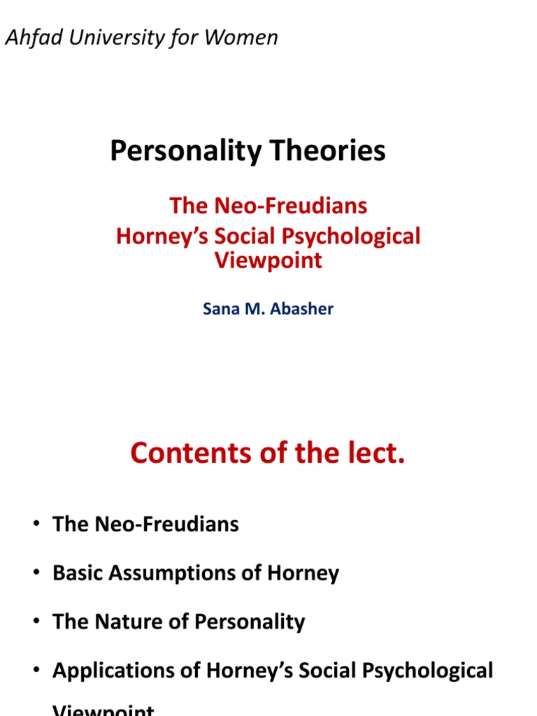 The Neo-Freudians Theory of Personality Horney | PDF | Coping ...