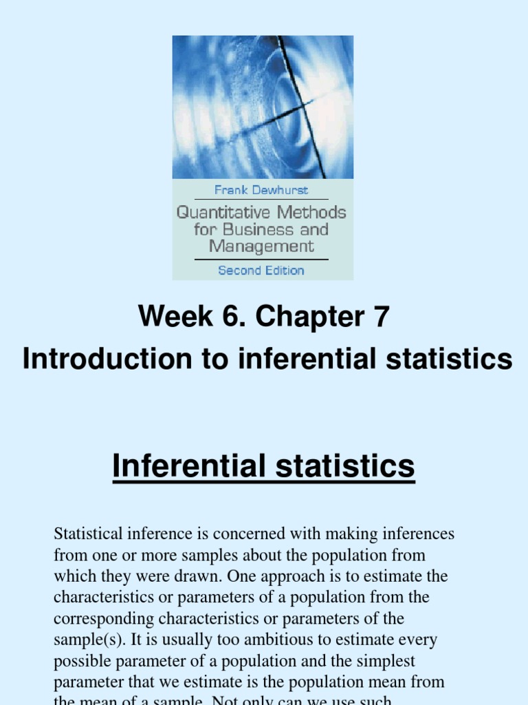 Week 6. Chapter 7 Introduction To Inferential Statistics | PDF | Chi Squared Distribution ...
