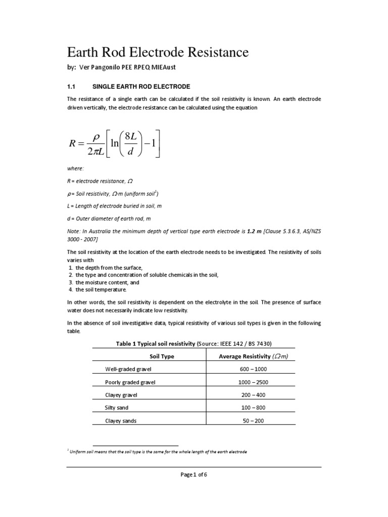 Earth Rod Resistance 001 | PDF | Electrical Resistivity And ...