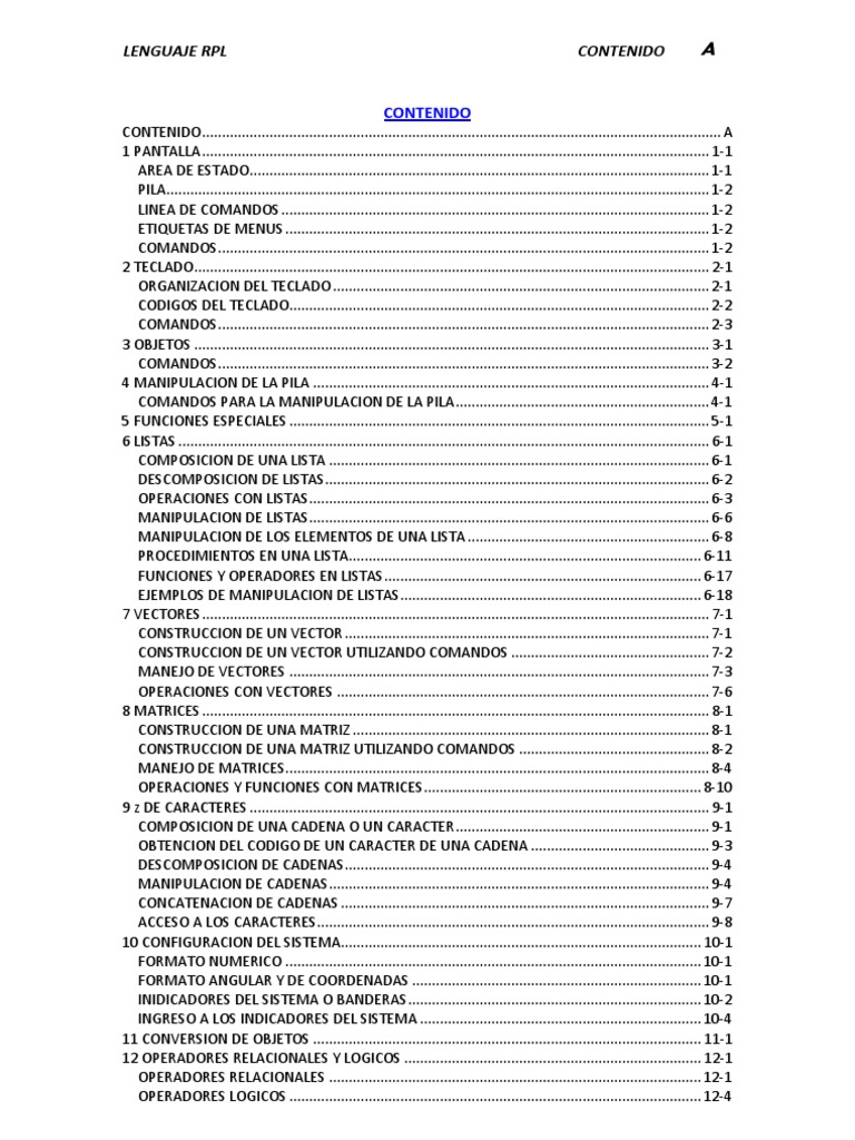 RPL - Manual de Programacion Calculadora HP | PDF | Matriz (Matemáticas) | Estructura de datos ...