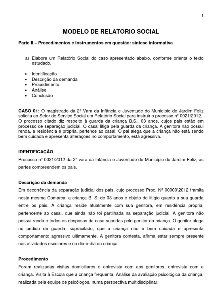 Relatório Social | PDF | Psicologia | Science