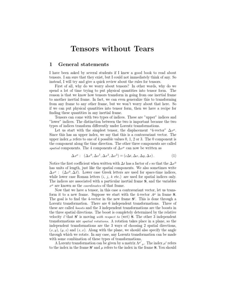 Tensors Without Tears | PDF | Tensor | Matrix (Mathematics)