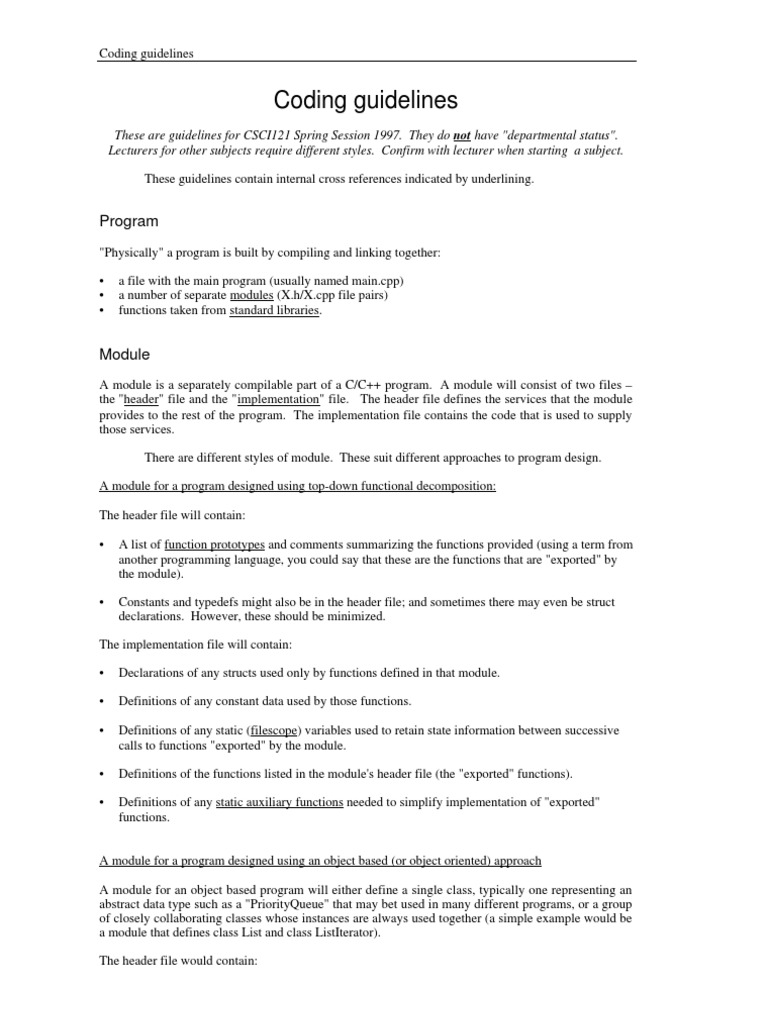 Coding Guidelines: Program | PDF | Class (Computer Programming ...