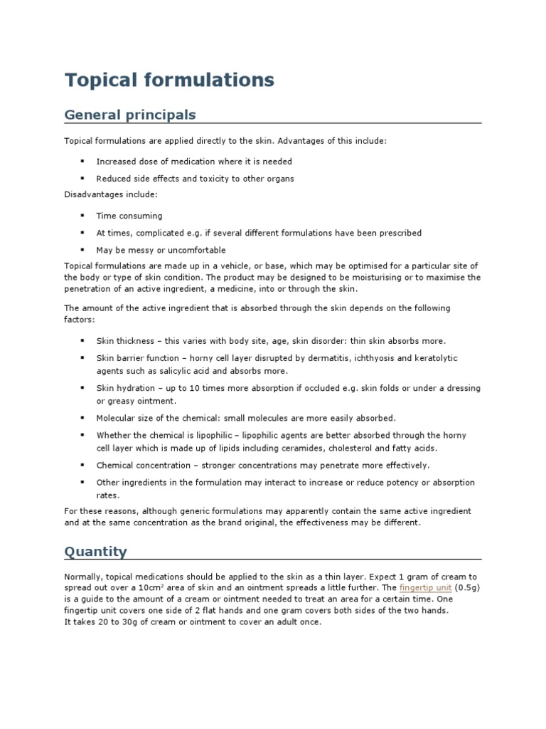 Topical Formulations | PDF | Topical Medication | Chemical Substances