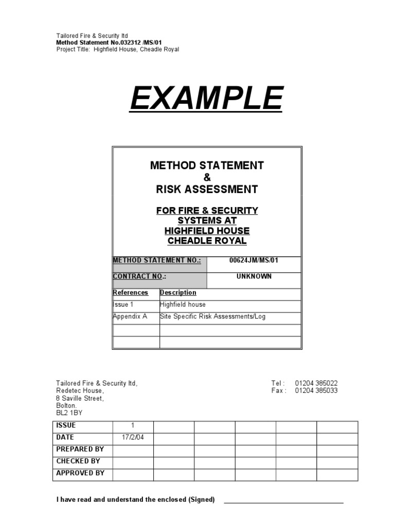 Method Statement | Personal Protective Equipment | Safety