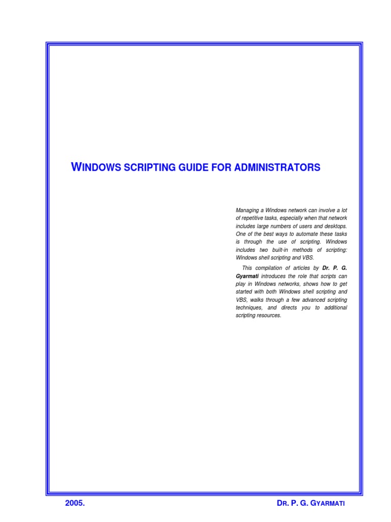 Windows Scripting Guide For Administrators Pdf Command Line Interface Scripting Language