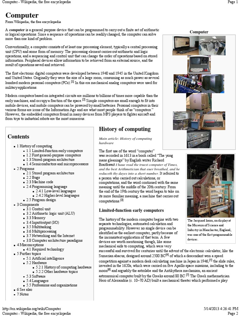 Computer: History of Computing | PDF | Random Access Memory | Computer ...