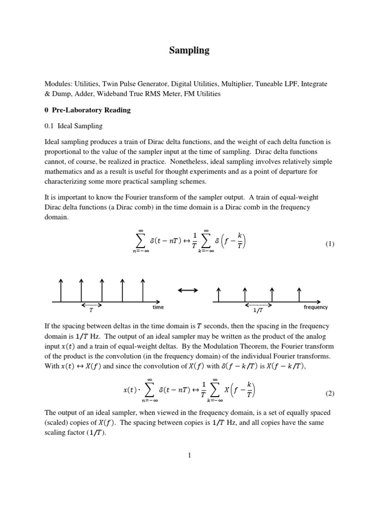 Sampling: 0 Pre-Laboratory Reading | PDF | Sampling (Signal Processing) | Spectral Density