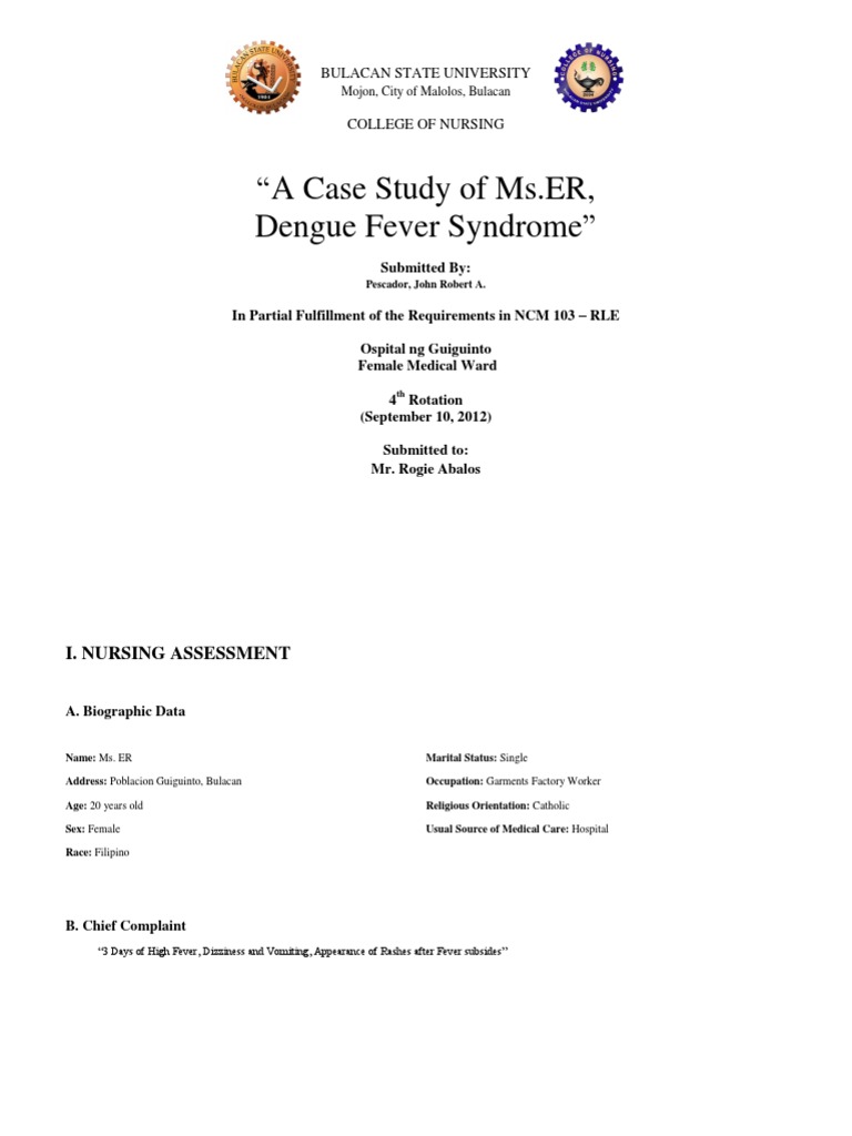 A Case Study Analysis of a Young Female Patient with Dengue Fever ...