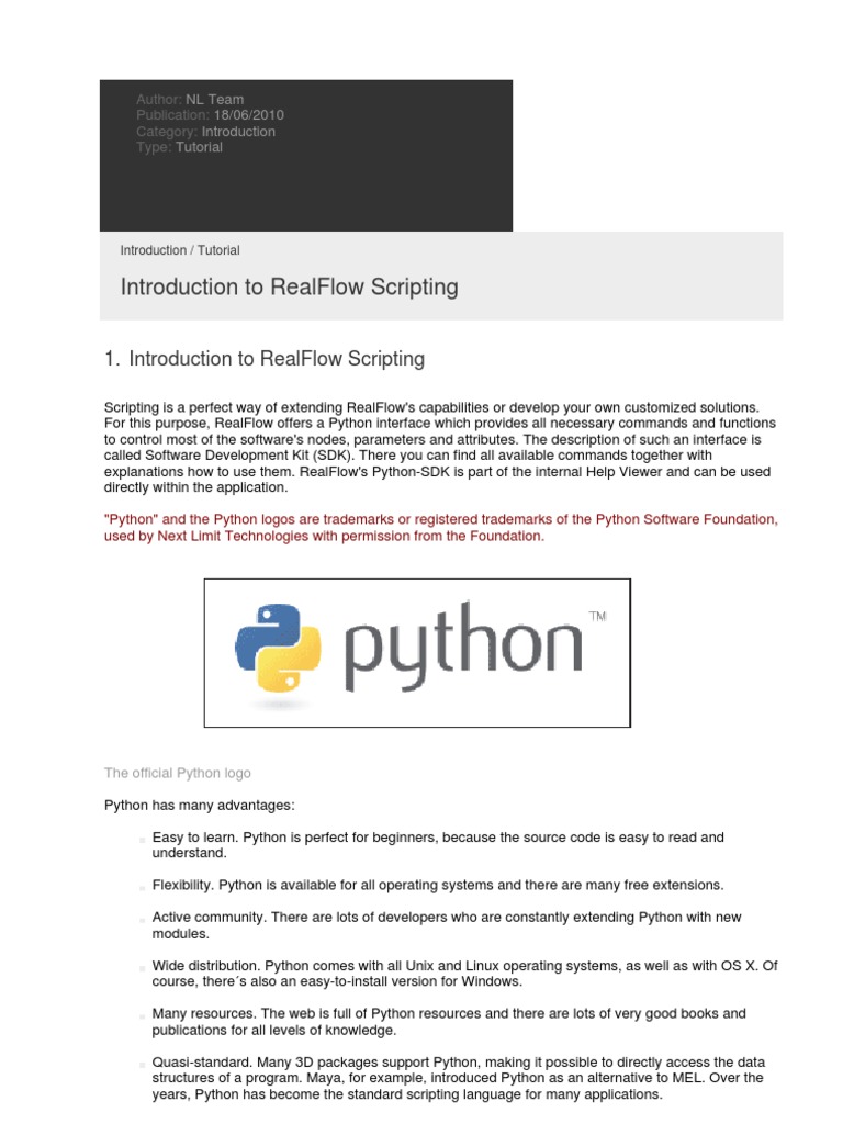 RealFlow Scripting: A Python Guide | PDF | Python (Programming Language) | Scripting Language