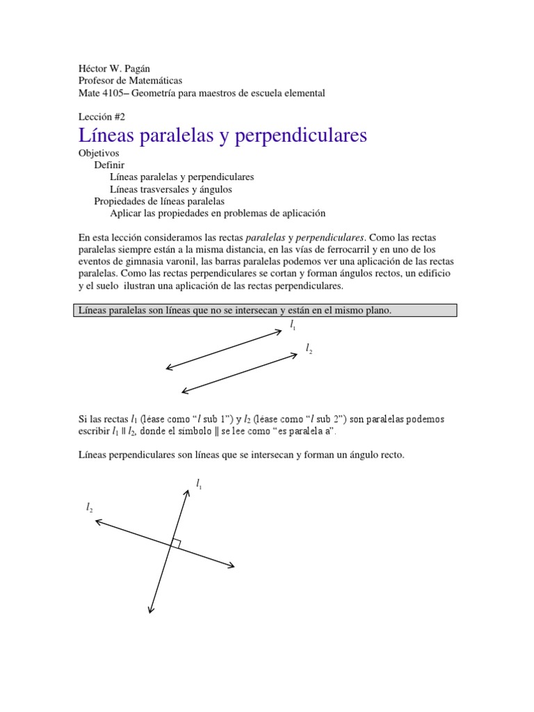Lineas Transversal, Paralela y Perpendicular | Descargar gratis PDF ...