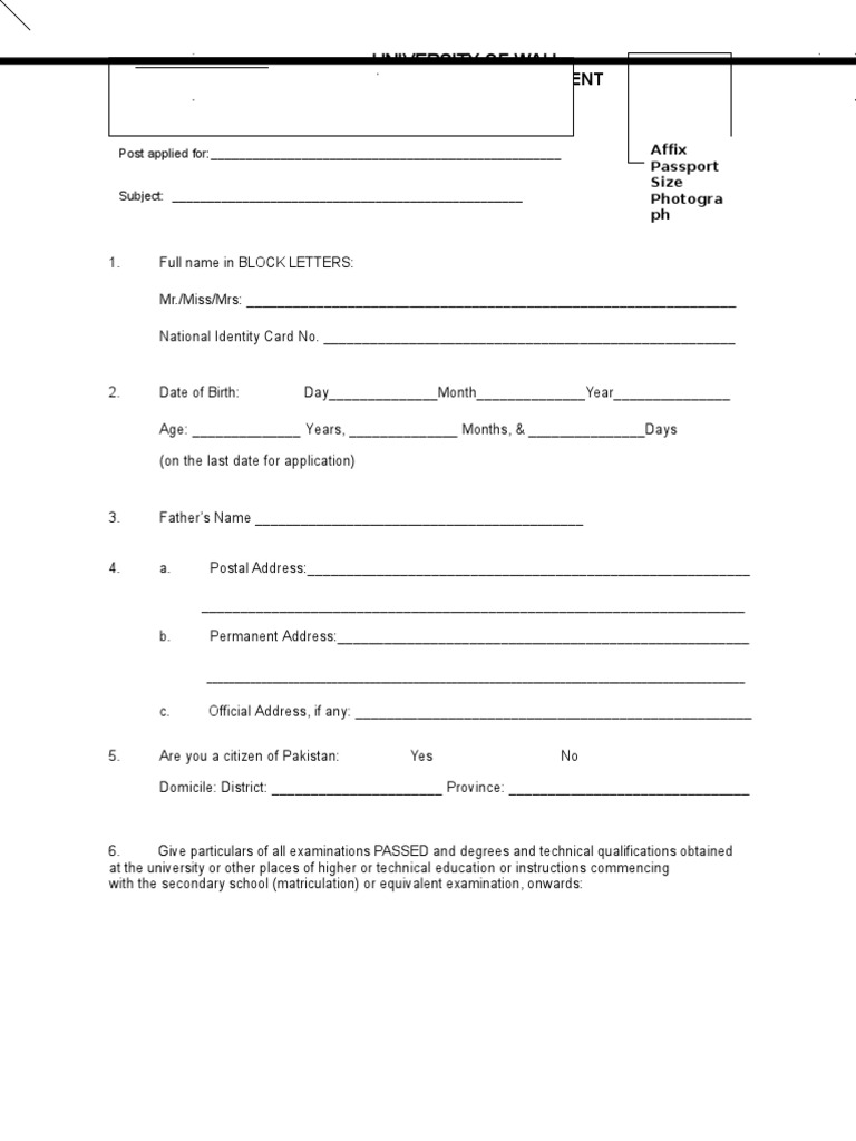 University of Wah Application Form | PDF | Corrosion | Further Education
