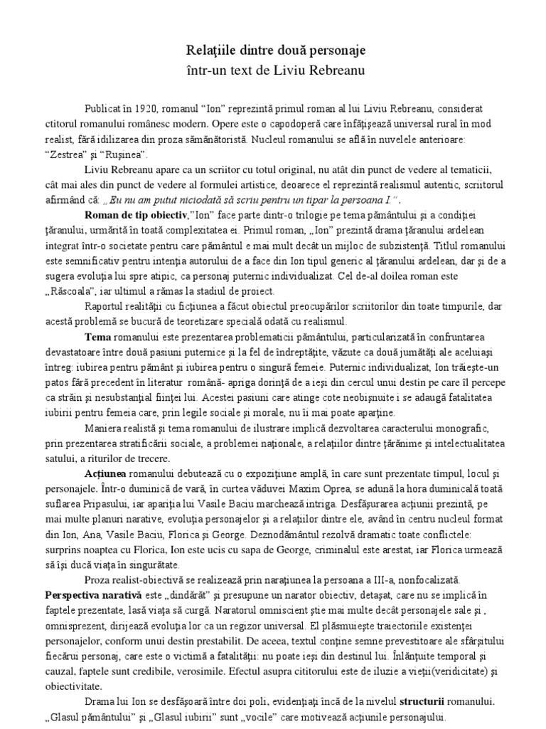 Ion de Liviu Rebreanu-Eseu | PDF