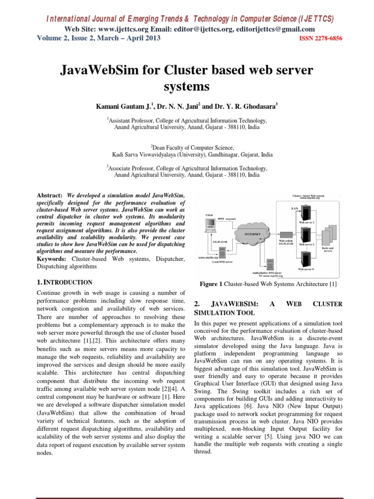 Javawebsim For Cluster Based Web Server Systems | PDF | Web Server | Internet & Web