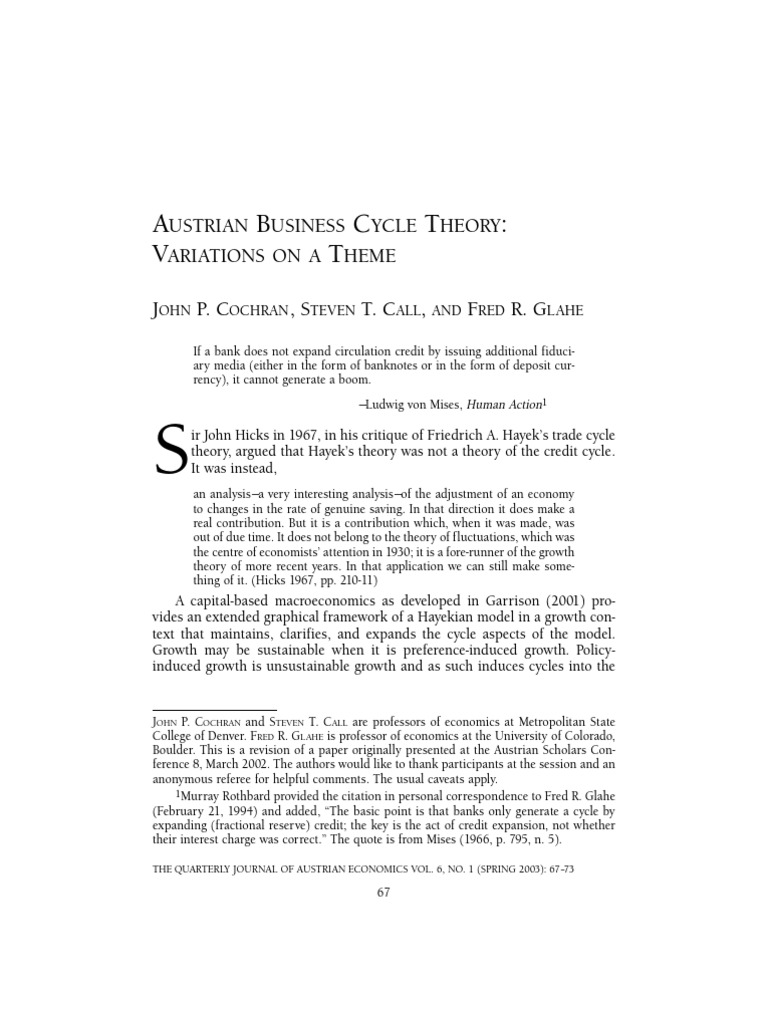 Austrian Business Cycle Theory | PDF | Business Cycle | Economic Growth