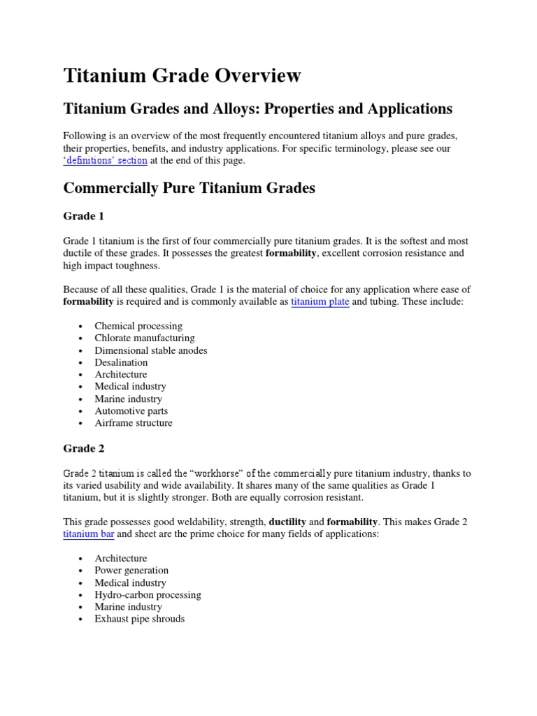Titanium Grade Overview PDF | PDF