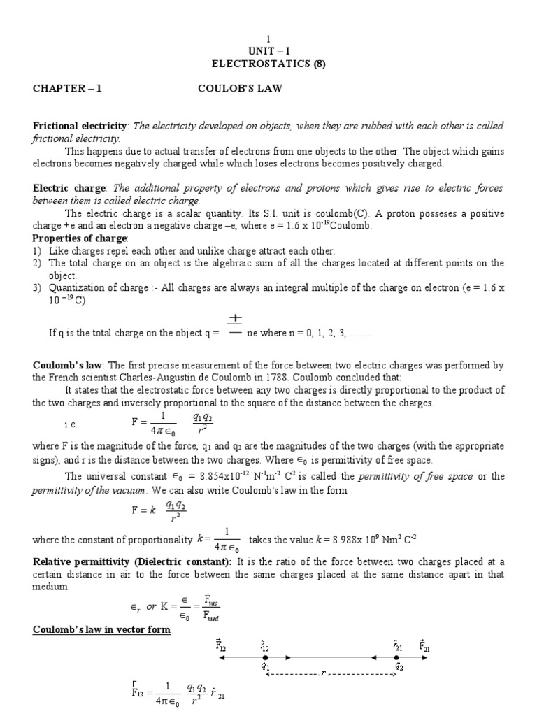 Class 12 Electrostatics Electricity and Magnetism Made Simple Notes ...