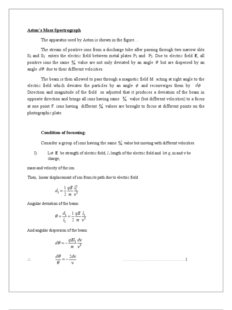 Aston's Mass Spectrograph | PDF | Mass Spectrometry | Mechanics