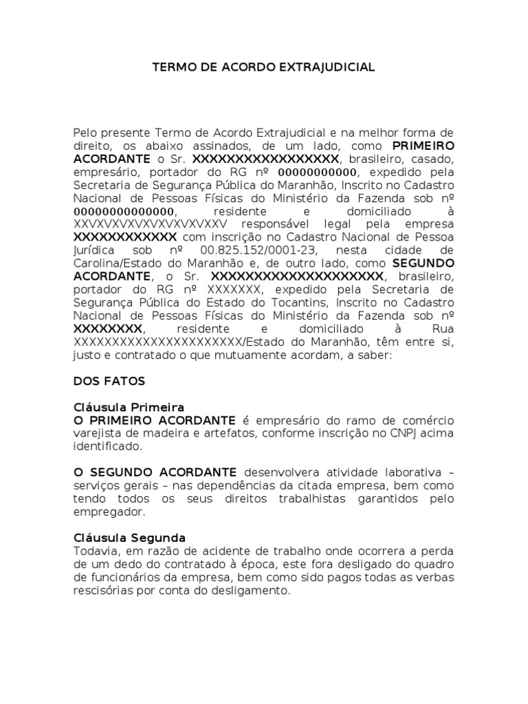 Acordo Extrajudicial | Estado | Governo