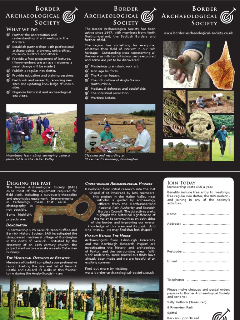 Border Archaeological Society leaflet | Archaeology | Cultural Heritage