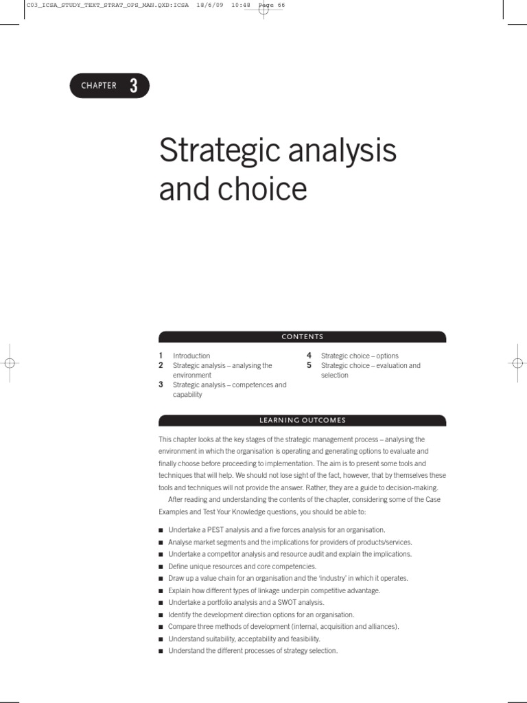 Strategic Analysis and Choice Overview | PDF | Competition | Strategic ...