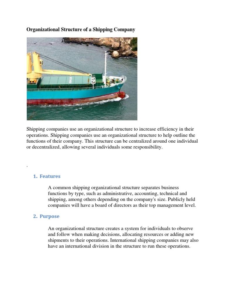 Organizational Structure of A Shipping Company | PDF | Business ...