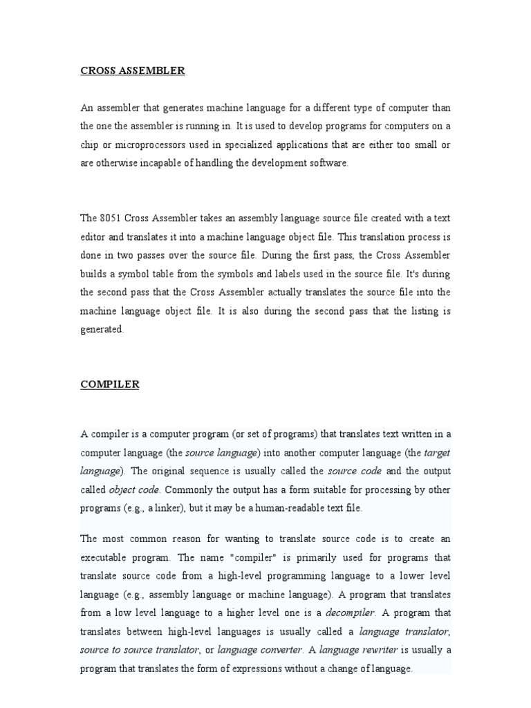 Cross Assembler: Language) - The Original Sequence Is Usually Called ...