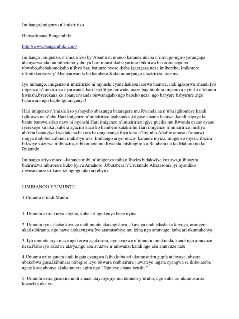 Imihango n'Imigenzo mu Rwanda | PDF