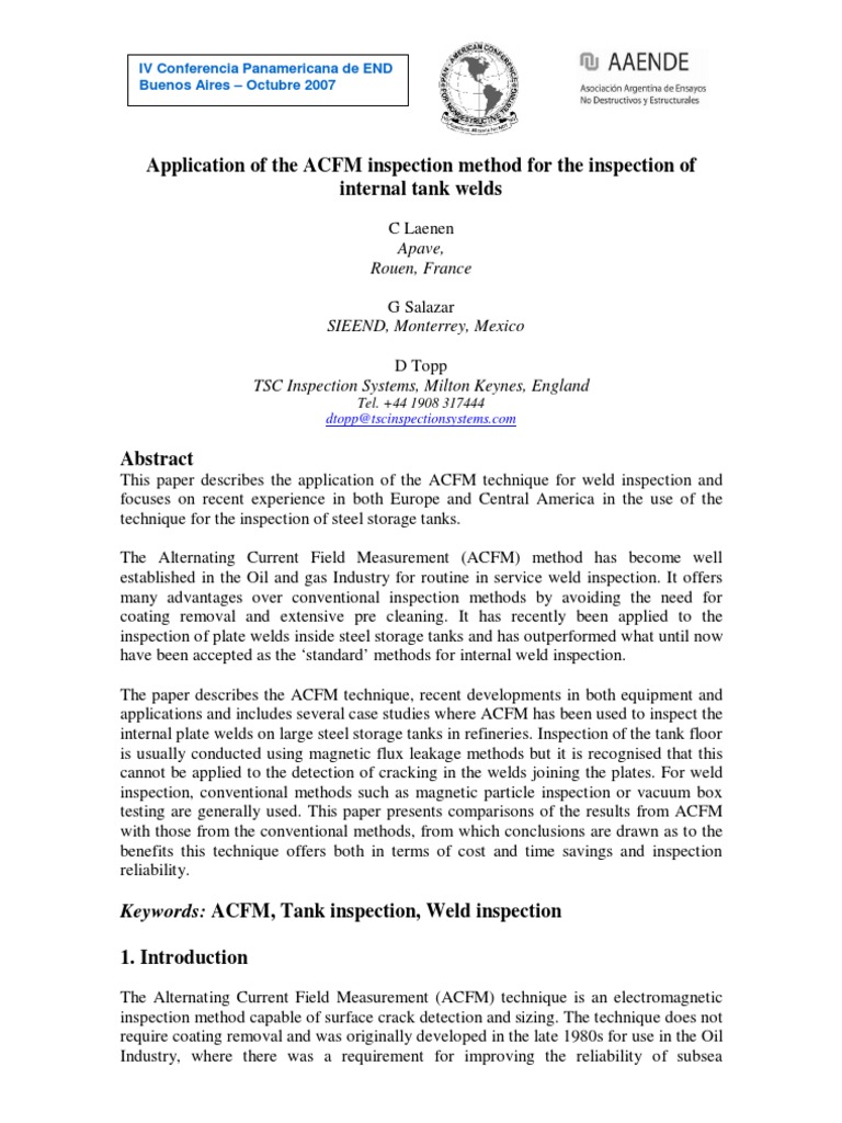 Application of ACFM Technique | PDF | Welding | Construction