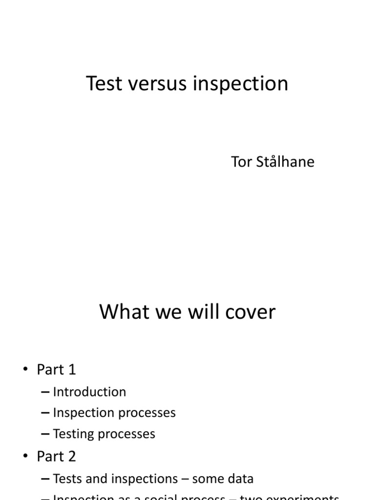 Testing vs. Inspection: Processes & Data | PDF | Unit Testing ...
