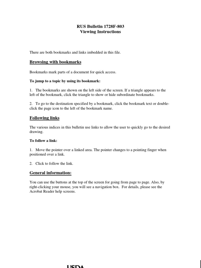 Viewing Instructions for RUS Bulletin 1728F-803 | PDF