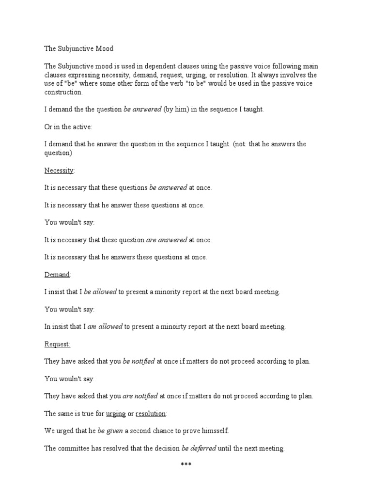 The Subjunctive+Passive | PDF | Verb | Linguistic Morphology