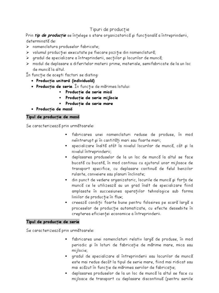 Tipuri de Producţie | PDF
