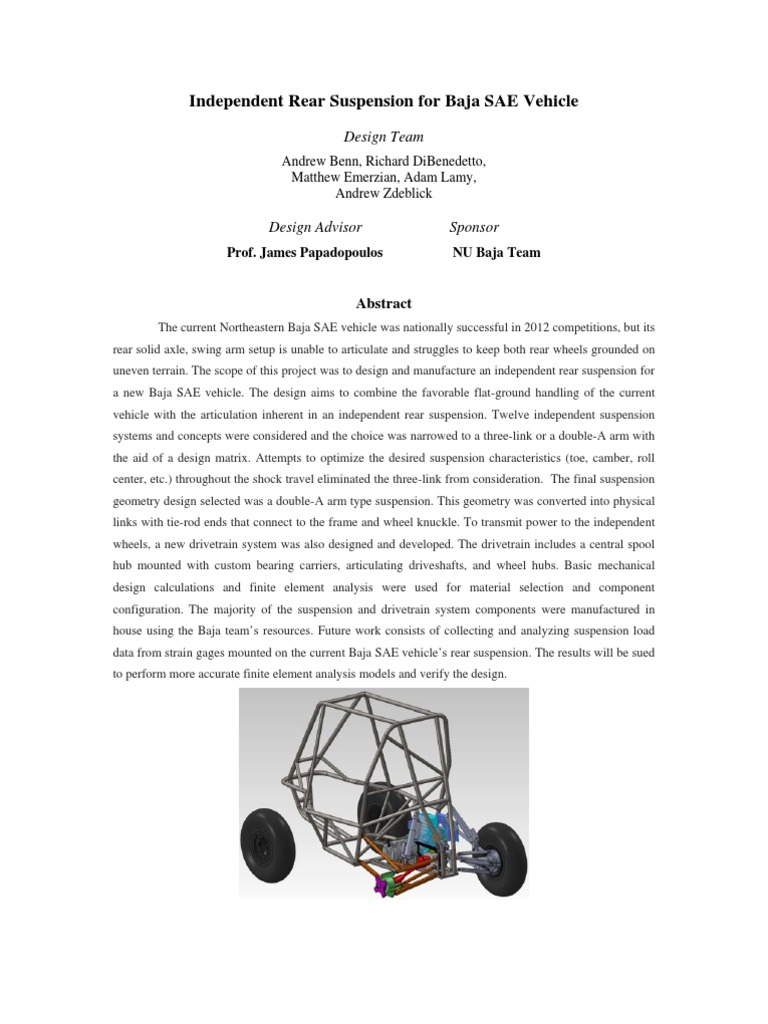 Baja Rear Suspension | PDF | Suspension (Vehicle) | Axle